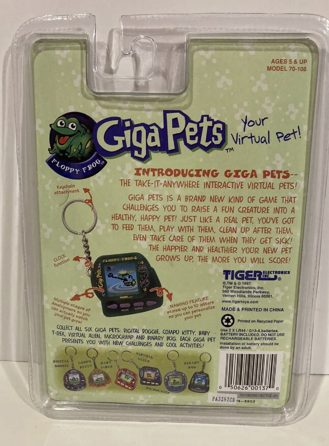 BRAND NEW VINTAGE RARE SEALED 1997 Giga Pets Floppy Frog Virtual Pet ...