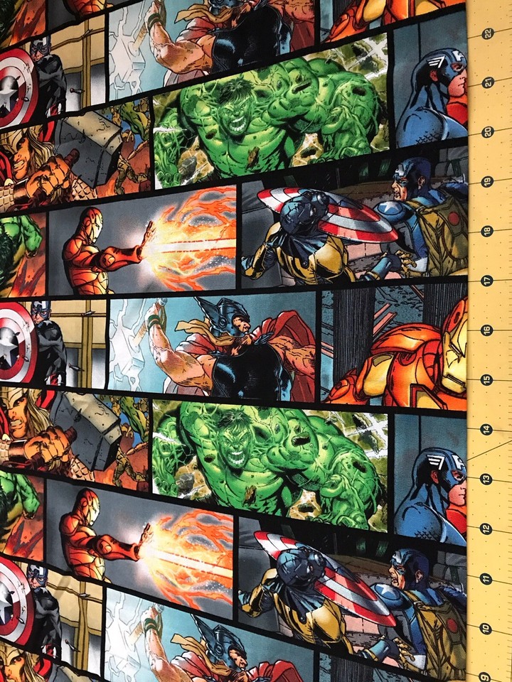 Marvel Horizontal Comic Patch 100% cotton fabric sold by the yard #1796 ...