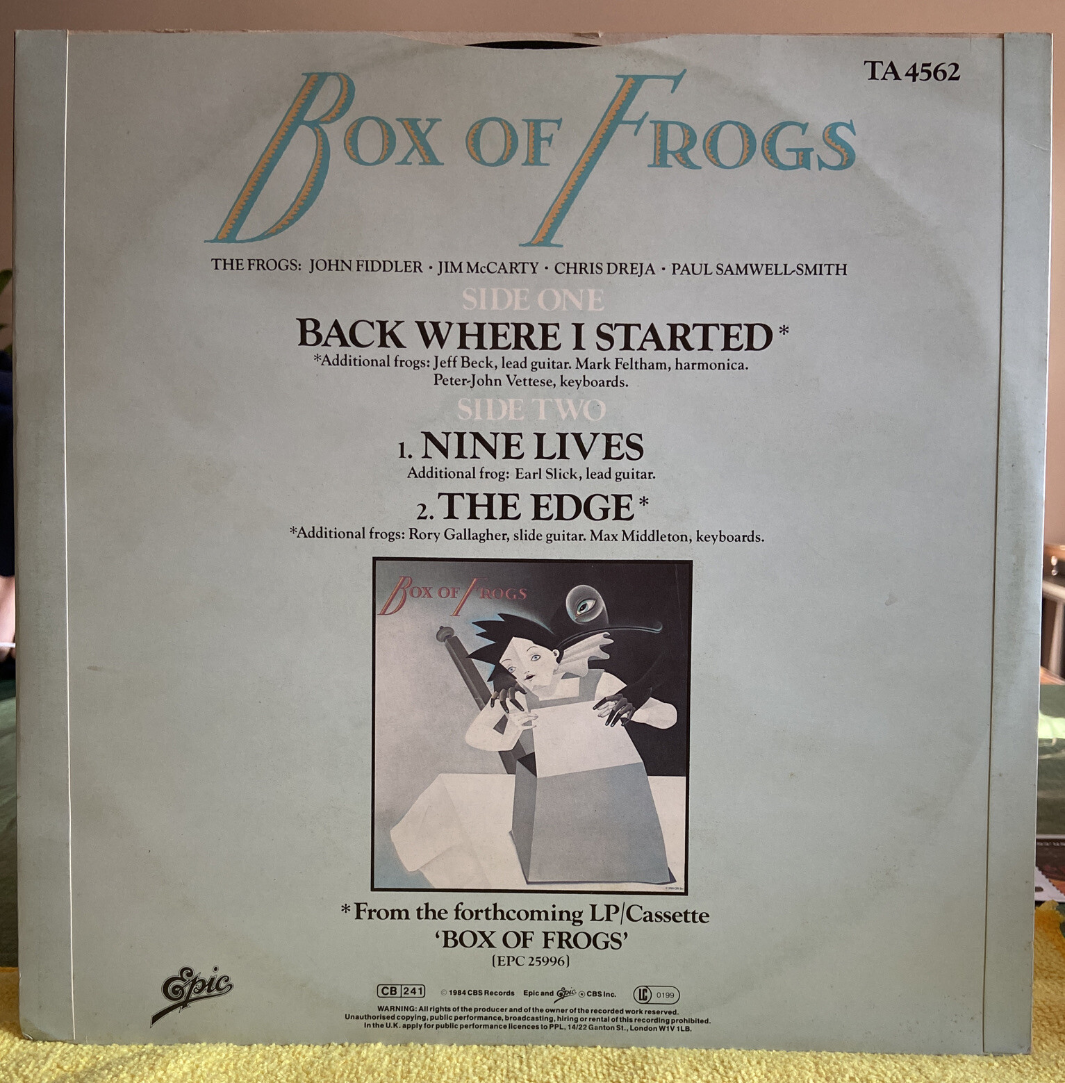 Box Of Frogs -12" Ep “Back Where I Started” 1984 UK Single/J.Beck ...