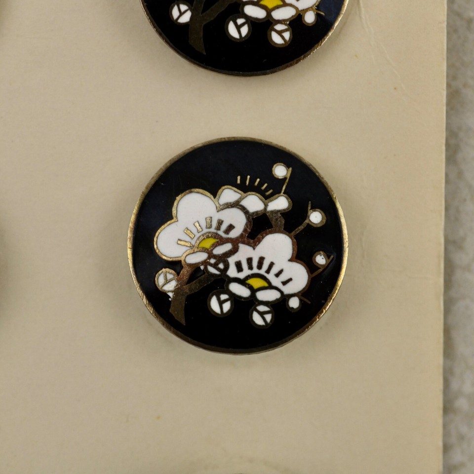 Antique set of 6 Japanese Inaba Cloisonne enamel floral buttons on ...