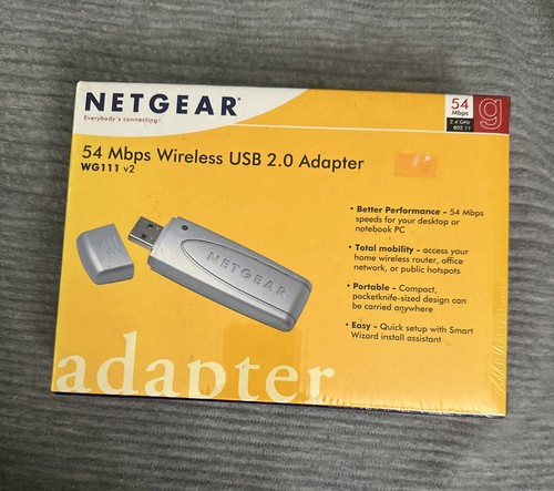 NETGEAR WG111 54 Mbps Wireless USB 2.0 Adapter New Shrinked Wrapped w ...
