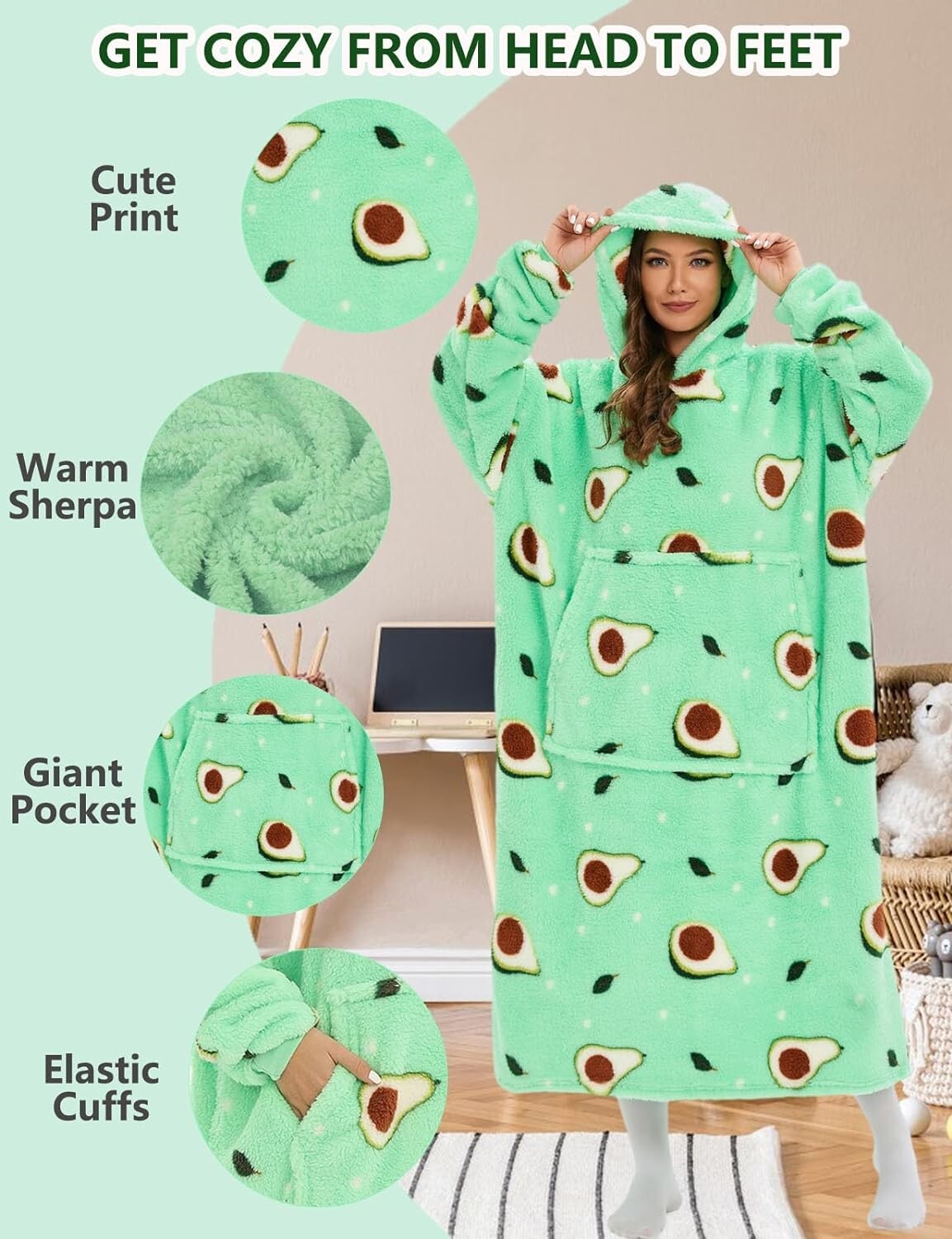 Hoodie Oversized Blanket HOODIE Sherpa Fleece Snoodie Extra Large Giant ...