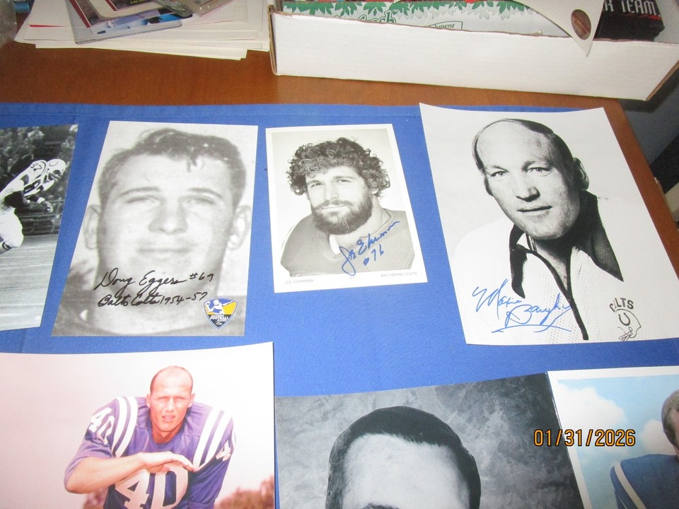 Baltimore Colts Signed Football Photo Lot (10) Various Sizes, most 8X10 ...