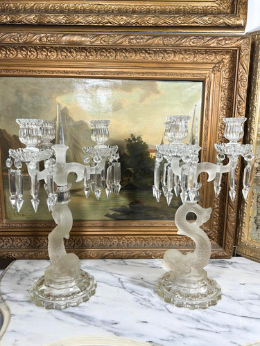 19th Century French Baccarat Crystal Candelabras - Rare Mermaid Base | eBay