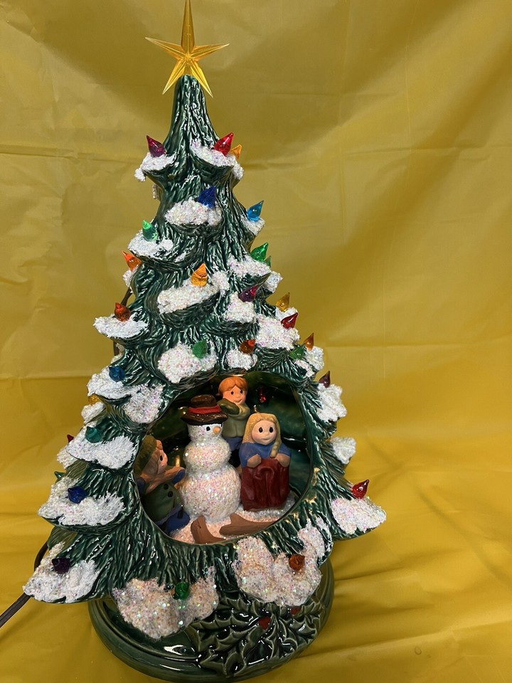 Nowell - Ceramic Christmas Tree - W/Nativity - Lights Up! - Handcrafted ...