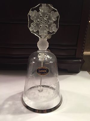 Lenox Crystal Christmas Bell Dated 1986, 7" high, snowflake pattern on ...