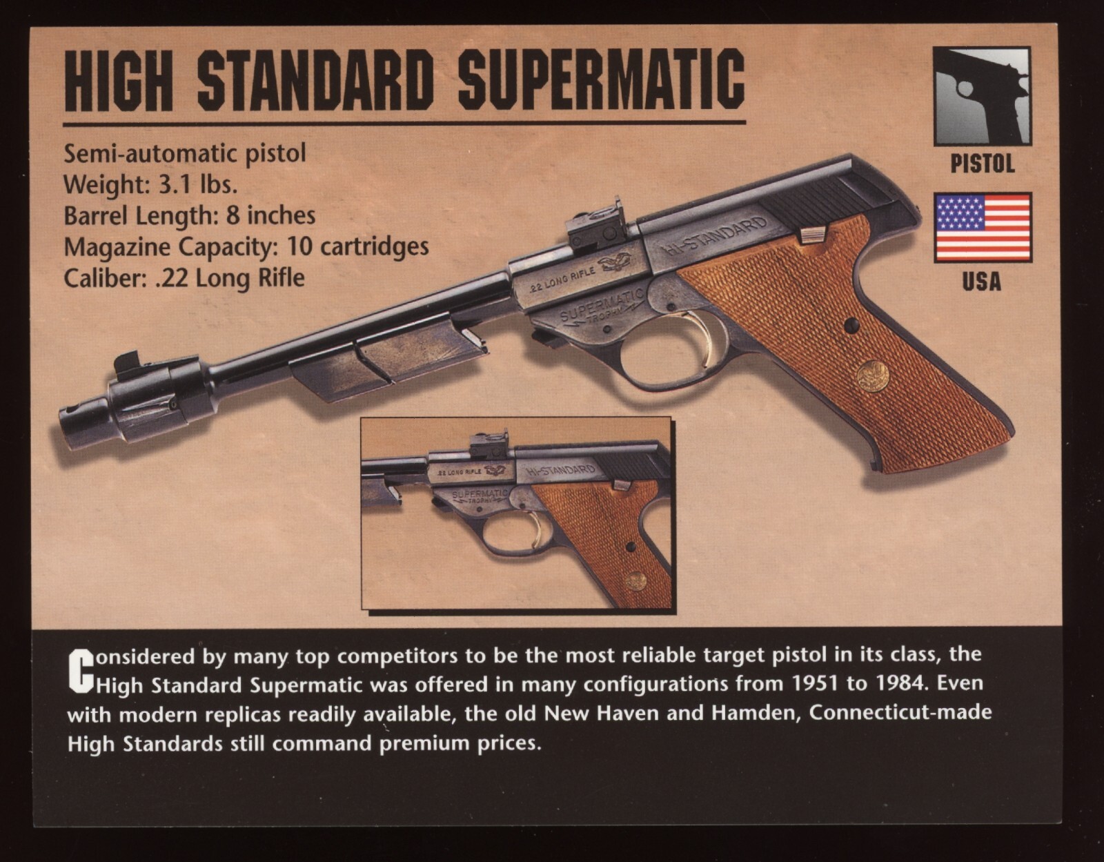 High Standard Supermatic Pistol Atlas Classic Firearms Card | eBay