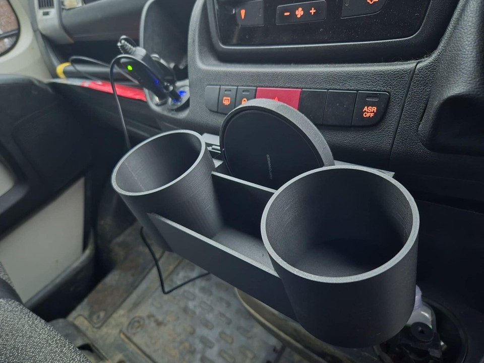 Dual Cup Holder with Wireless Charger - Fiat Ducato Peugeot Boxer ...