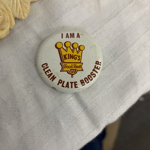 Kings Food Host I Am A Clean Plate Booster Vintage Pin Back Button S-14 ...