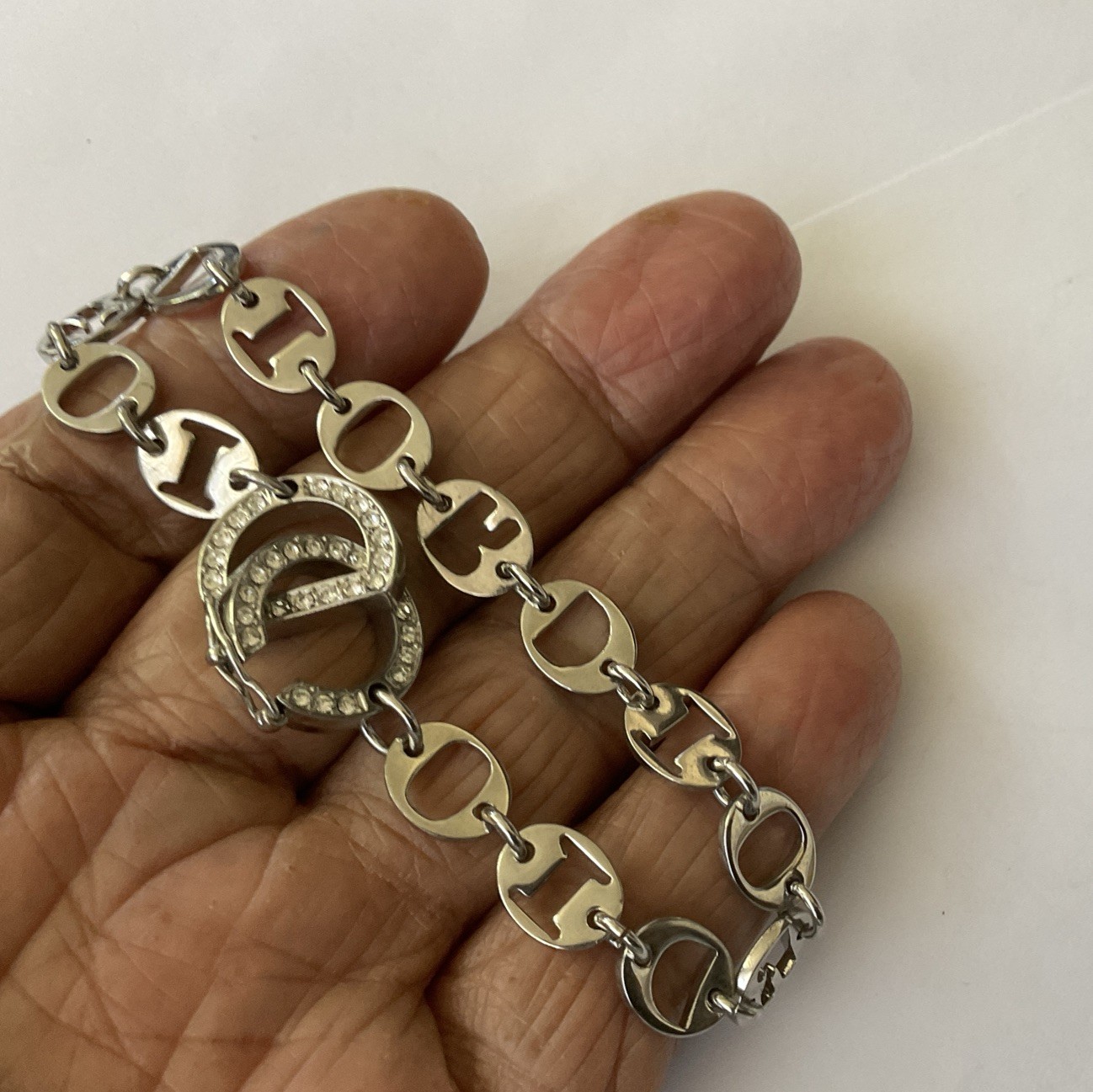 Vintage Cristian Dior Rhinestones C D Logo Dior Words… - Gem