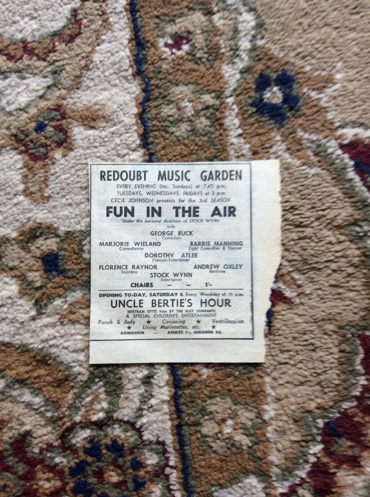 B9c Ephemera 1949 Advert Eastbourne Redoubt George Buck Florence Raynor ...