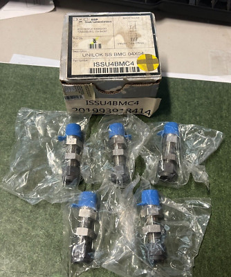 Lot of 5 SSP ISSU4BMC4 Unilok Bulkhead Male Connector 1/4" x 1/4 ...