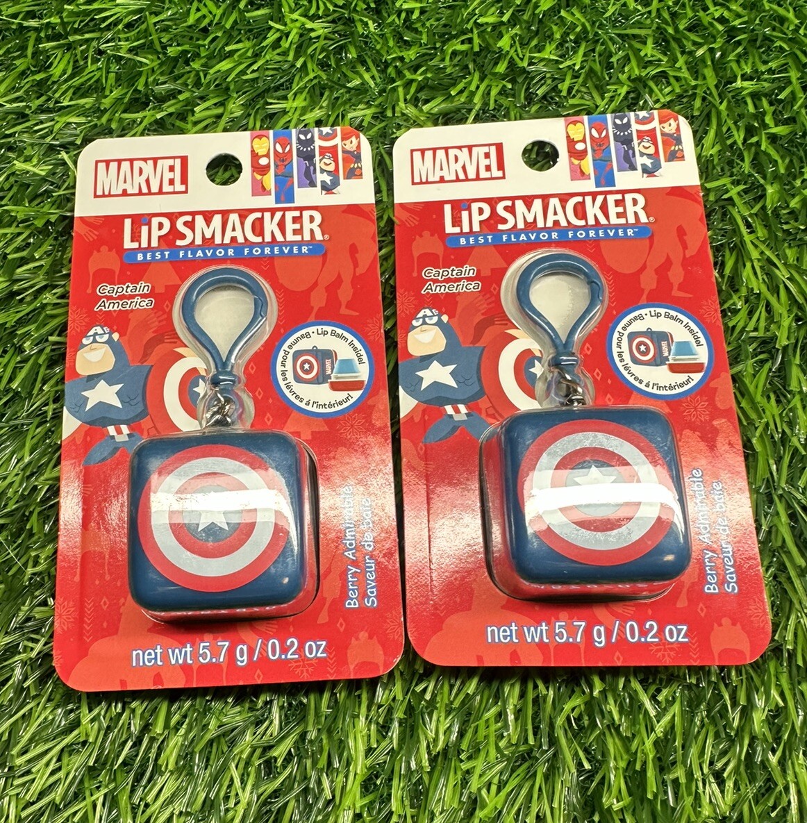 Kids Marvel Captain America Lip Smacker balm Cube Keychain Berry ...