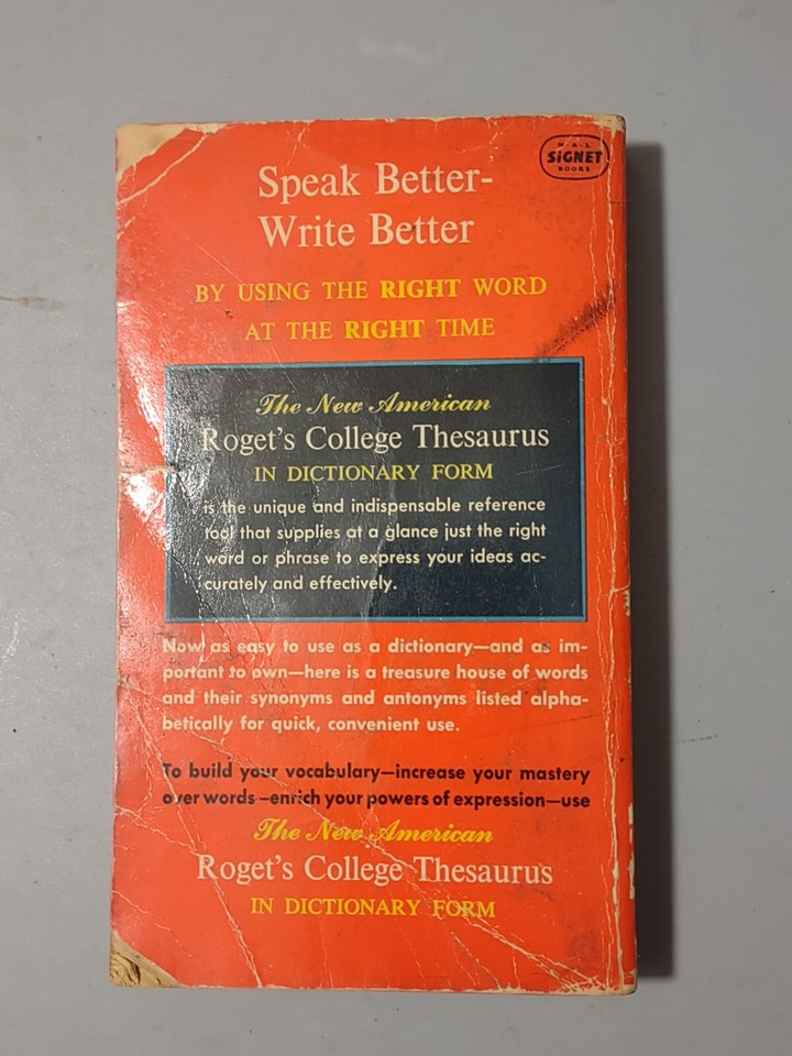 Roget's College Thesaurus in Dictionary form Paperback 4182024 | eBay