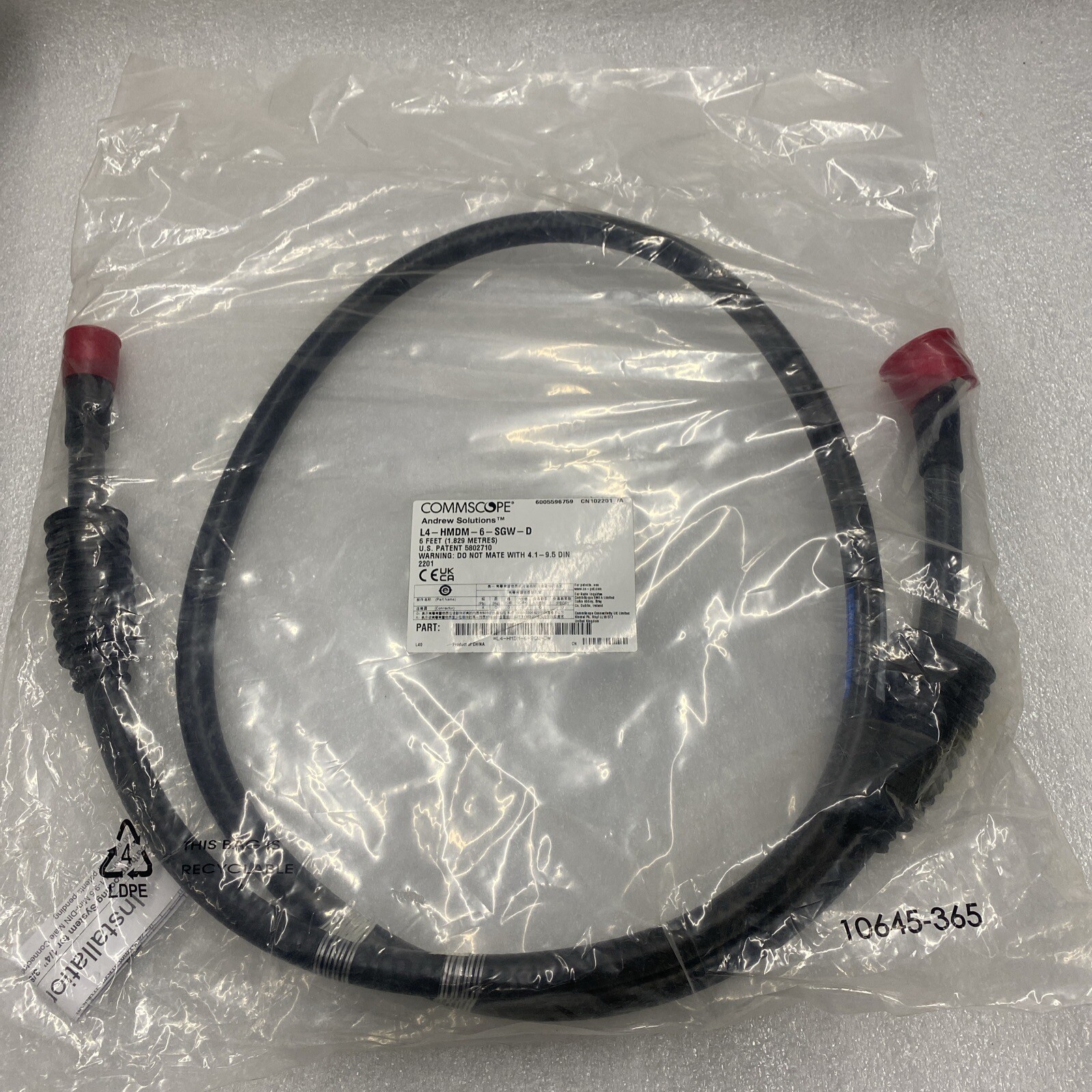 CommScope 6ft LDF4-50A 4.3-10 Male to 7-16 DIN Male SureGuard (L4-HMDM ...