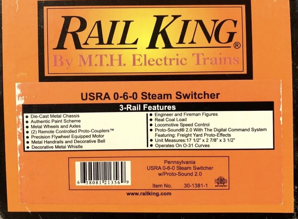 MTH RAILKING IMPERIAL PENNSYLVANIA 0-6-0 USRA STEAM ENGINE PS2! 30-1381 ...