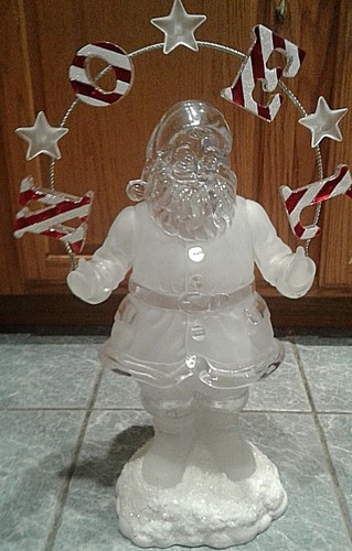 Large 21" Holiday Ice Sculpture Noel Santa Centerpiece Lights Up ...