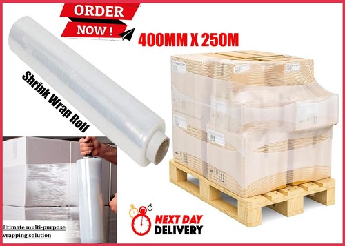 400mm x 250m Pallet Stretch Foil Shrink Wrap Clear Roll Plastic for ...