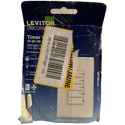 LEVITON DT160-0LW DECORA 15A 1PLE 60-MINUTE INDOOR IN-WALL COUNTDOWN ...