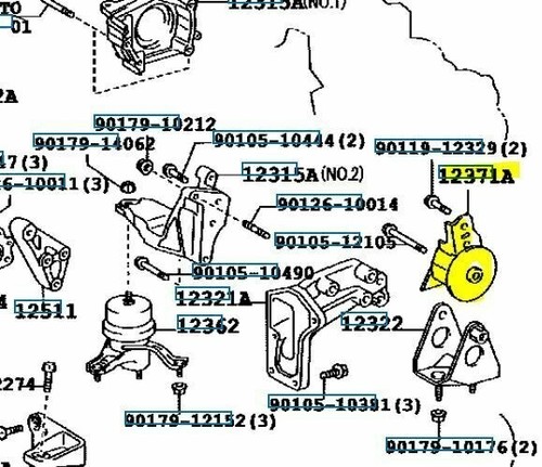 Genuine Toyota Lexus 1237128010 Insulator Engine Mounting Rear 12371 ...
