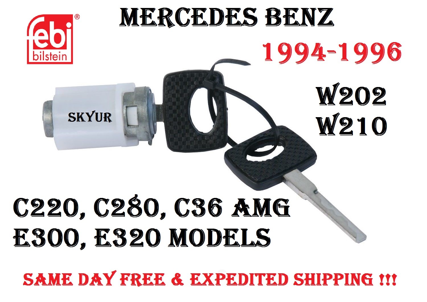 94-96 MERCEDES C220 C280 C36 E300 E320 Ignition Lock Cylinder With 2 ...