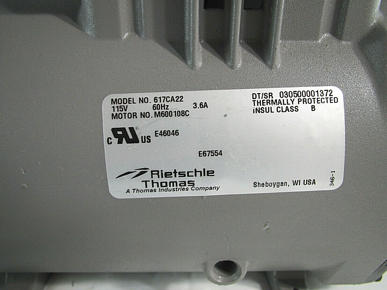 Thomas 617CA22 Air Compressor/Vacuum Pump, For PARTS/ REPAIR | eBay