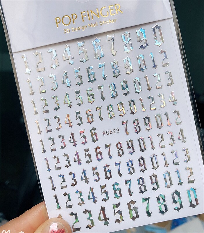 Numbers Old English Style Nail Decal Sticker 9 Colors | eBay