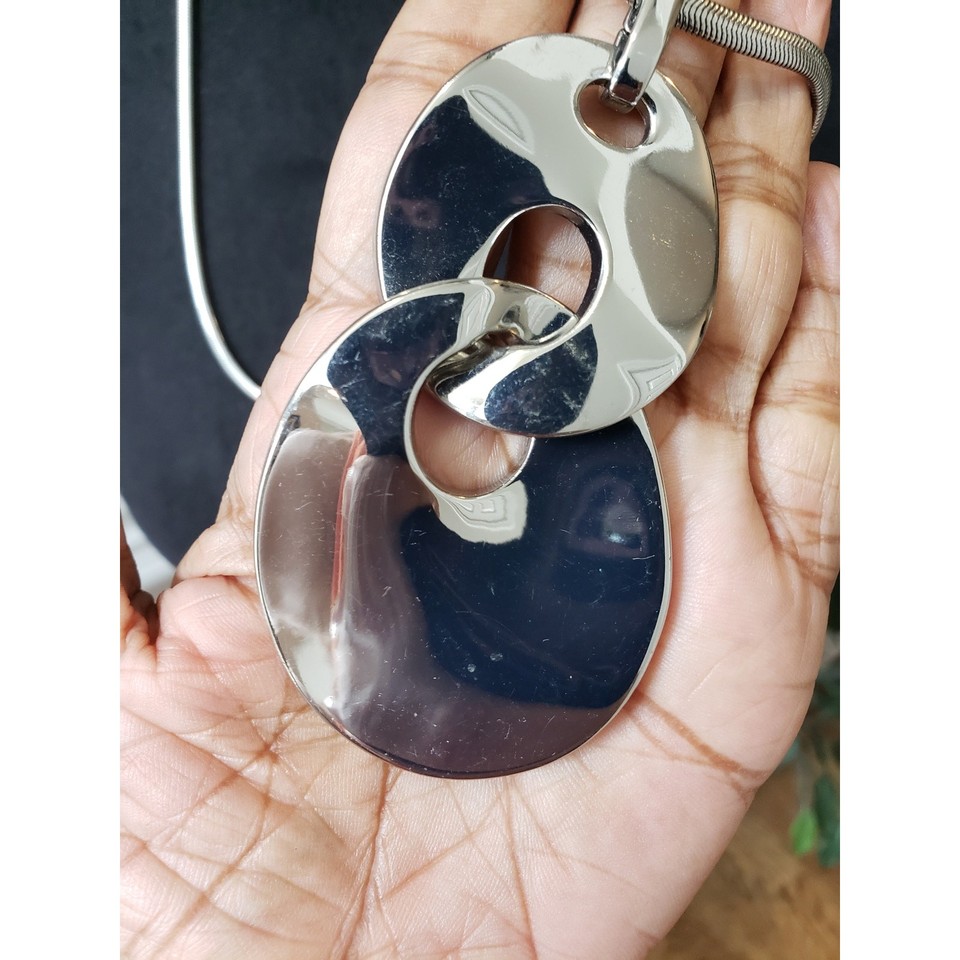 Women's Chicos Long Silver Pendant Necklace Statement Snake Chain Lobster Clasp | eBay