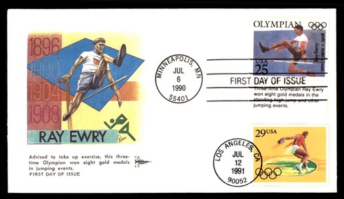 Mayfairstamps US FDC 1990 Olympian Ray Ewry First Day Cover aat_48149 ...