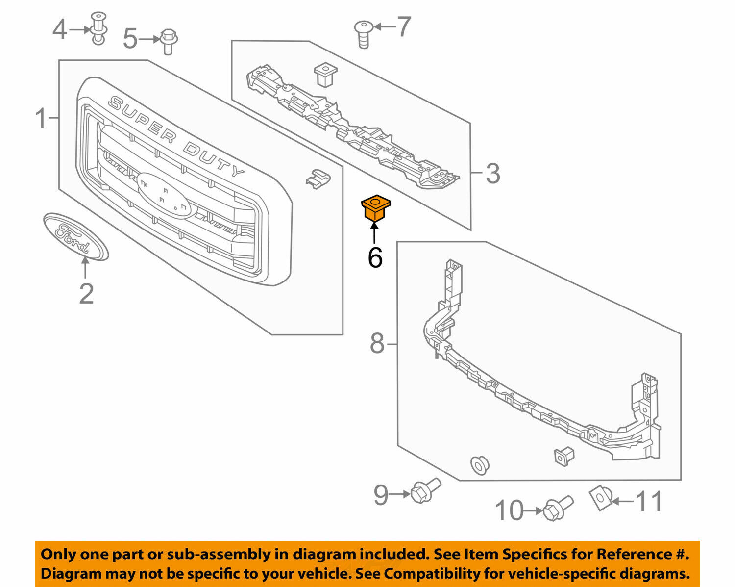 Ford OEM Headlight Head Light Lamp Assembly Nuts W712160S300 (4 pieces ...