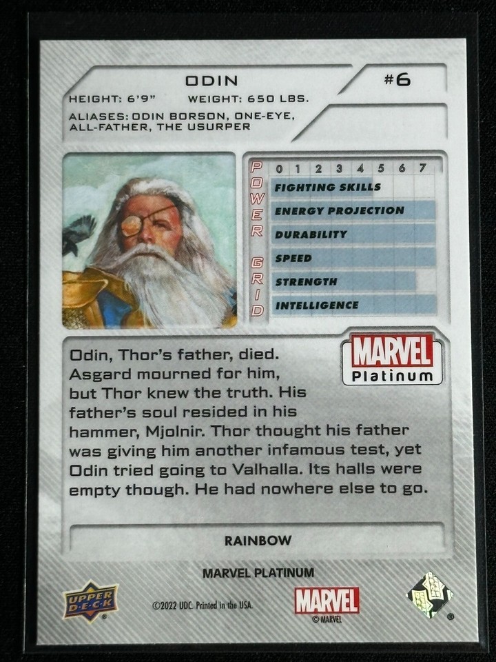 2023 Upper Deck Marvel Platinum Rainbow Odin #6 Avengers MCU SP | eBay