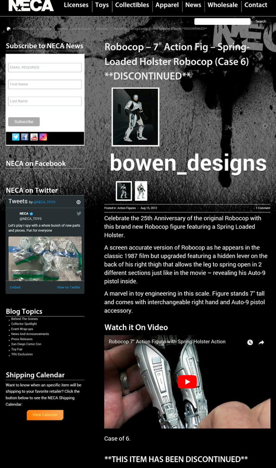 25th Anniversary NECA RoboCop 80s Spring Loaded Holster 7"Action Figure ...