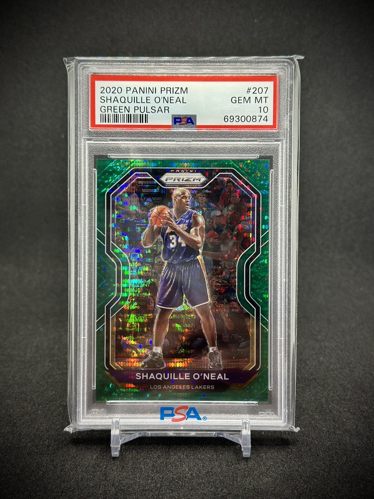 Shaquille O'Neal 2020 Panini Prizm Green Pulsar /25 SSP PSA 10 Los ...