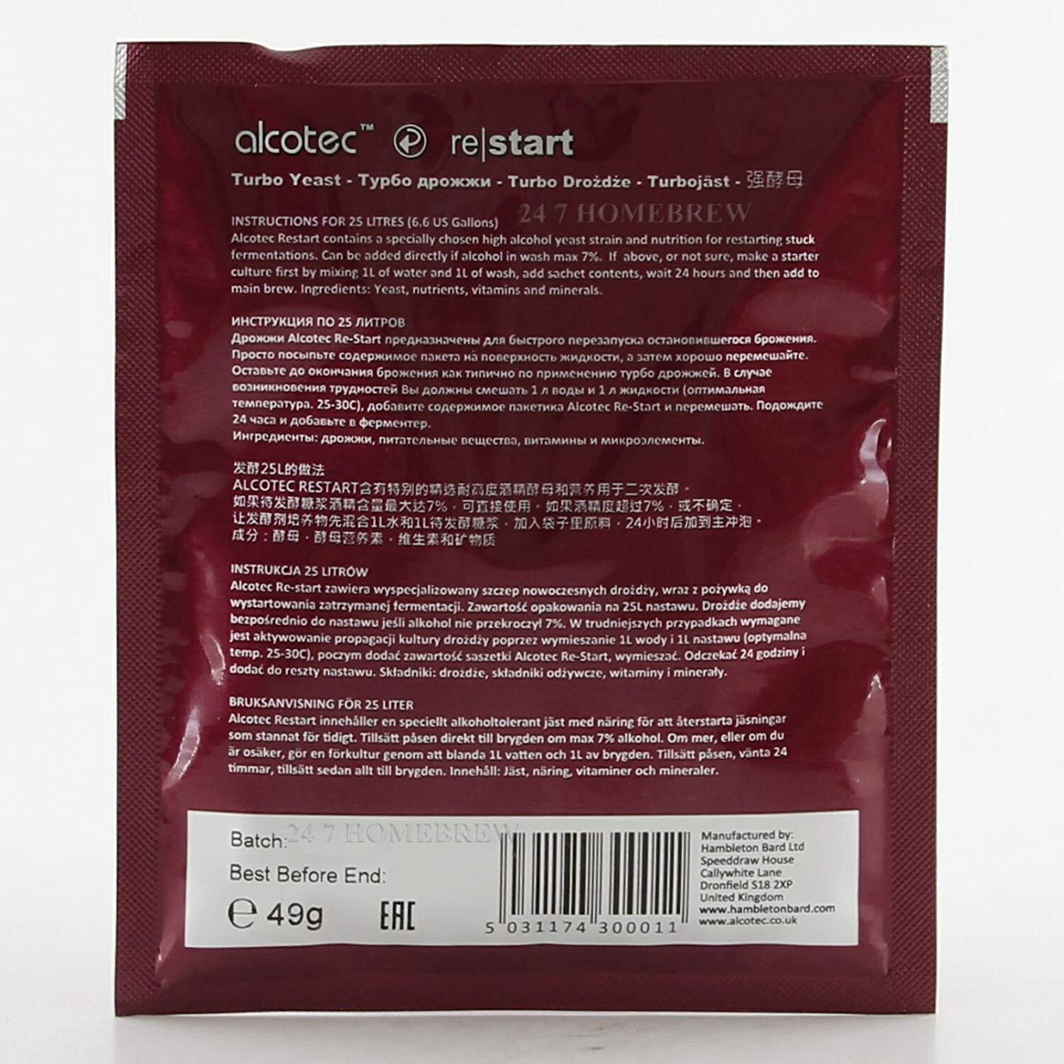 Alcotec ReStart Turbo Yeast (Pack of 4) | eBay