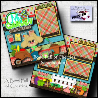 MY GARDEN backyard 2 premade scrapbook pages layout printed paper ...
