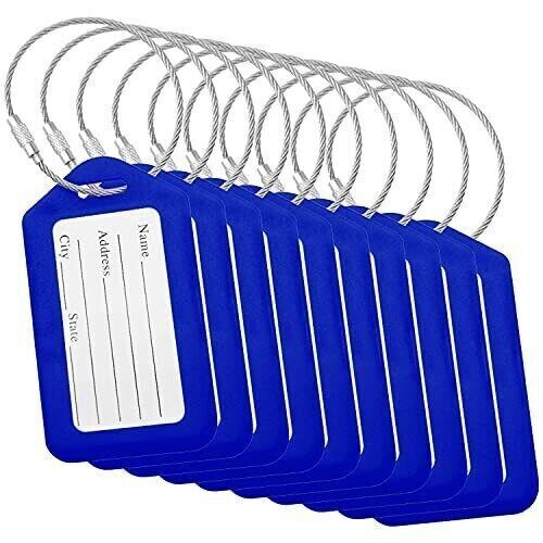 10X Blue Luggage Tags for Suitcases Travel Bag Tag Name Label With ...