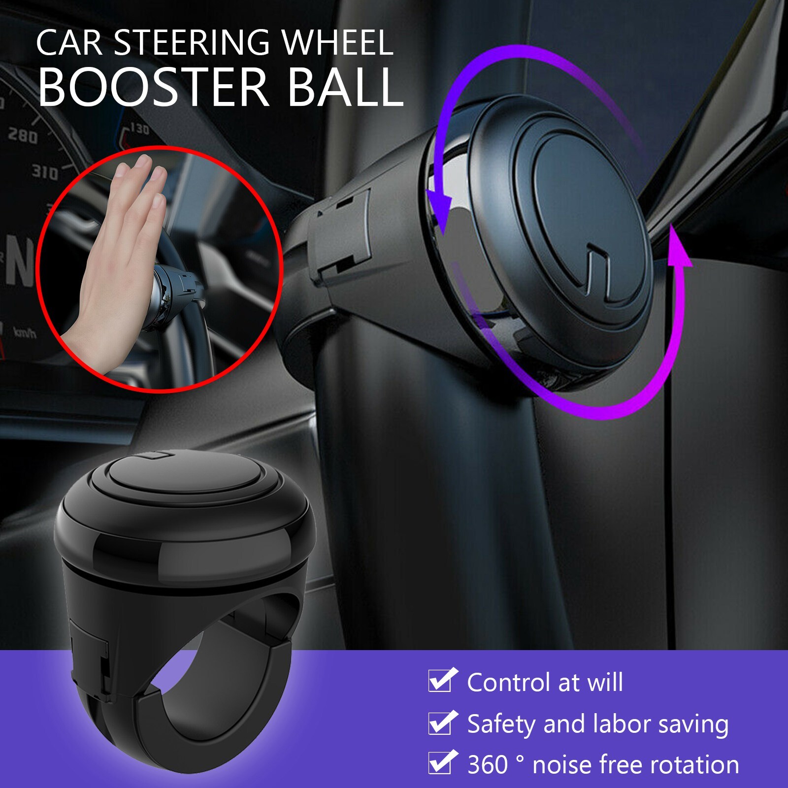 Universal Car Steering Wheel Aid Power Handle Assister Spinner Knob ...