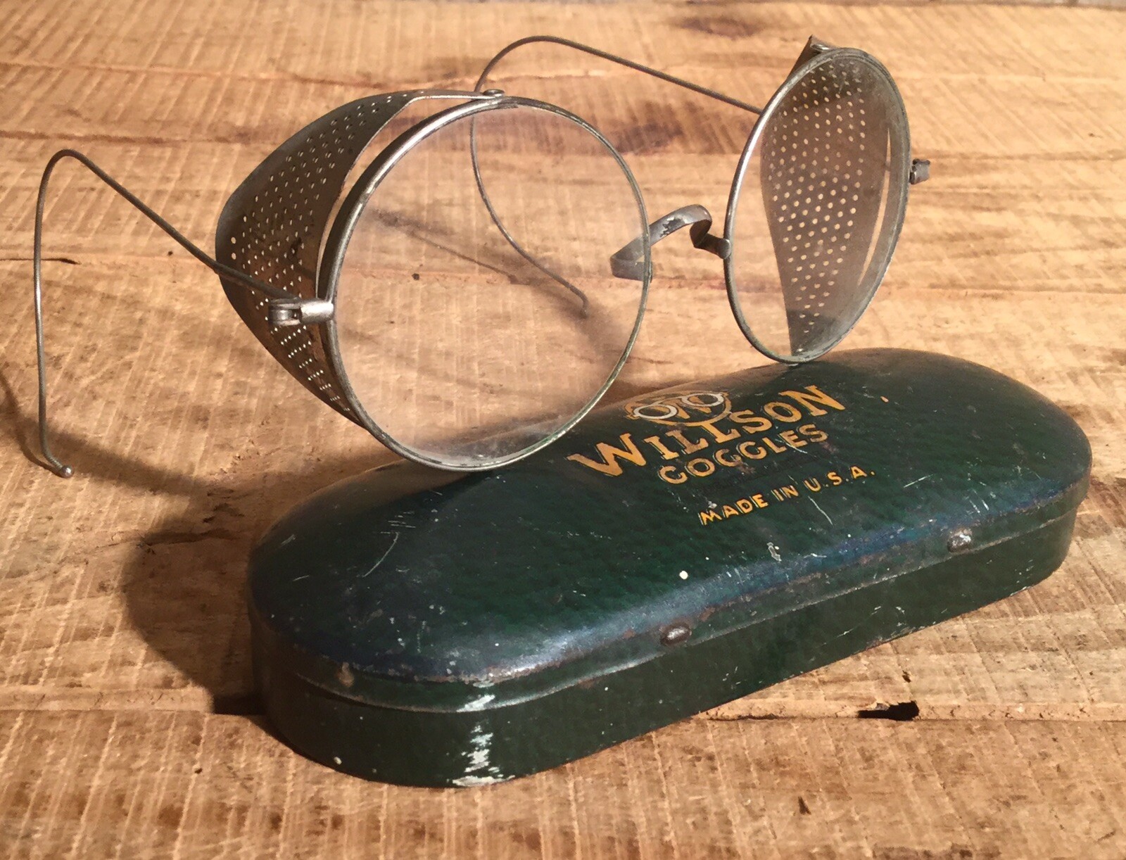 Vintage WWII Era WILSON Metal Saftey Googles Eye Glas… - Gem
