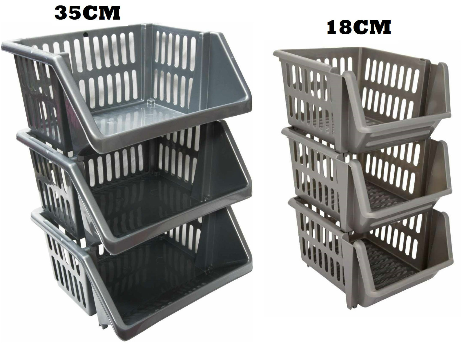Plastic Stacking Storage Basket Stackers Rack Stand Kitchen Vegetable ...