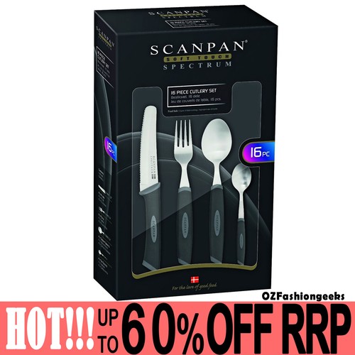 Scanpan SPECTRUM CUTLERY SET Fork Knife Spoon Black 16PC SCANPAN PACK ...