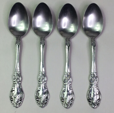 SPRINGTIME Stainless Silverware Flatware JAPAN Set Of 4 Dinner Spoons ...