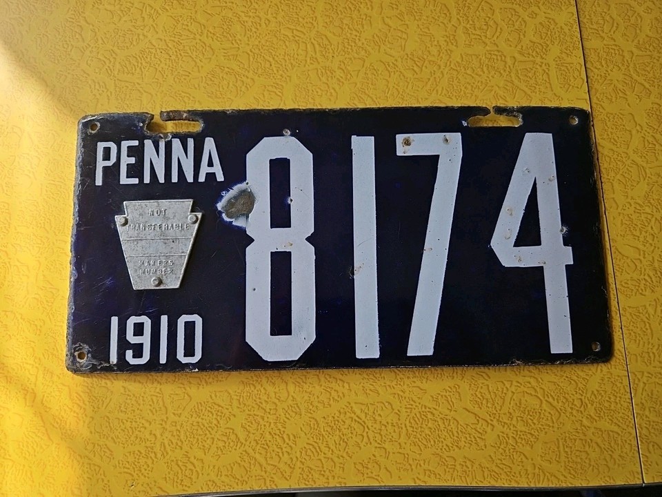 1910 Pennsylvania License Plate 4 Digit Porcelain | eBay