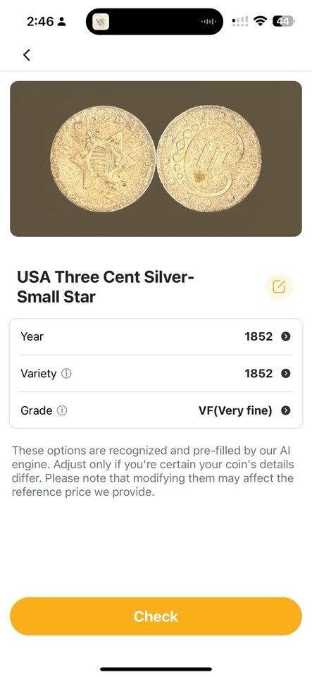 1852 Three Cent Silver Trime – Small Star Type 1 Coin VF Rare U.S. 3 ...