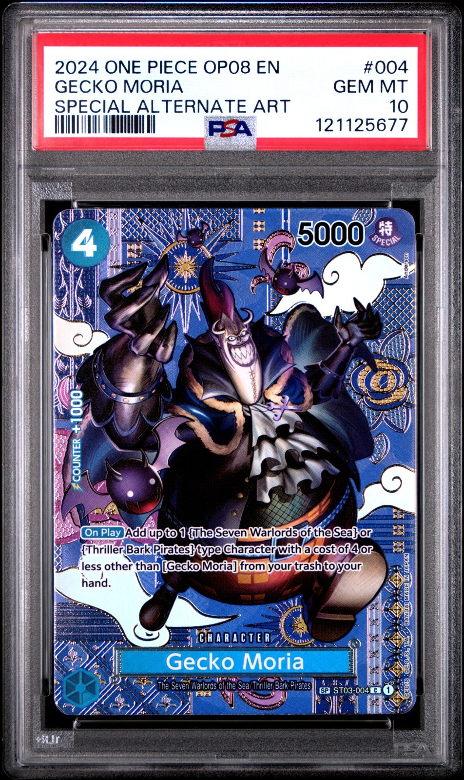 2024 One Piece ST03-004 Gecko Moria SP Alt Art PSA 10 Rare Case Hit Two ...