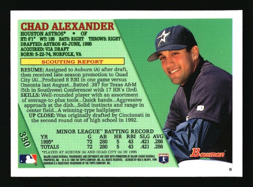 1996 Bowman - Chad Alexander #330 Foil (RC) for sale online | eBay