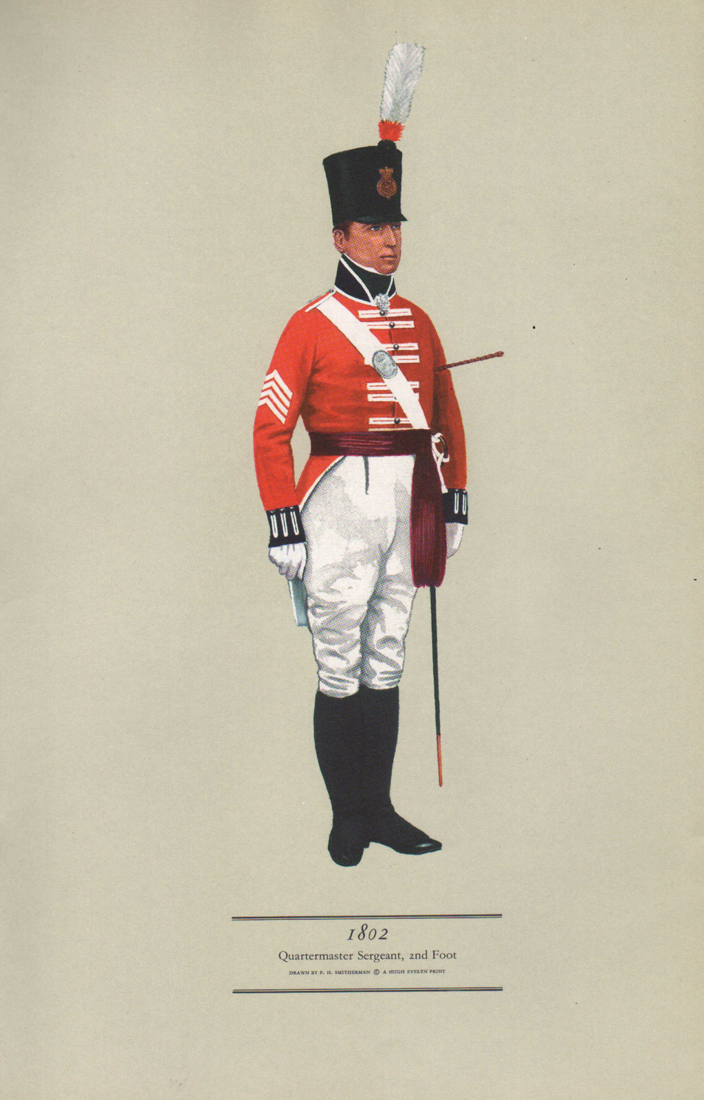 VINTAGE MILITARY BRITISH UNIFORM PRINT ~ 1802 QUARTERMASTER SERGEANT ...