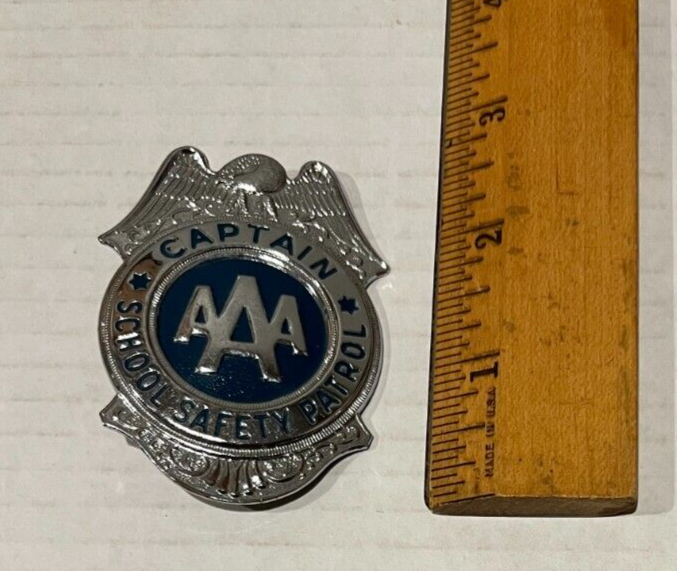 Vintage AAA Captain School Safety Patrol Badge Blue with Working Pin EX ...