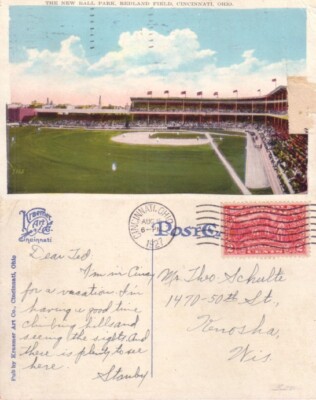 Cincinnati Reds Redland Field 1912 baseball postcard (postmarked 1927 ...