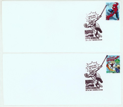 SDCC Ex Spiderman USPS FDI First Day Issue Marvel Hero Stamp Set John ...