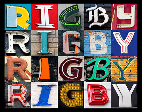 RIGBY Name Poster featuring photos of actual sign letters | eBay